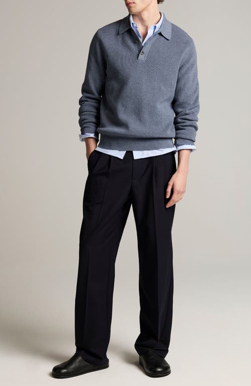 VINCE heirloom shaker long sleeve polo sweater